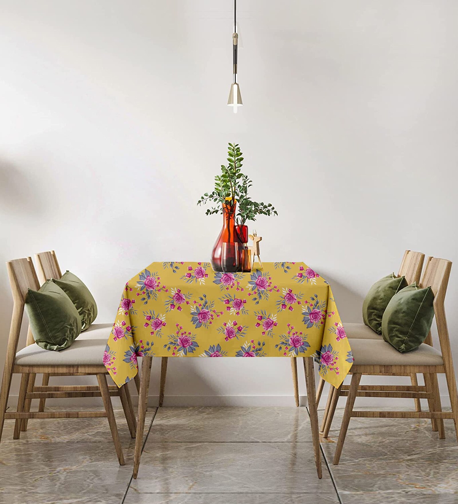 Buy Yellow Polyester (57x71) Floral 4 to 6 Seater Table Cover at 68% ...