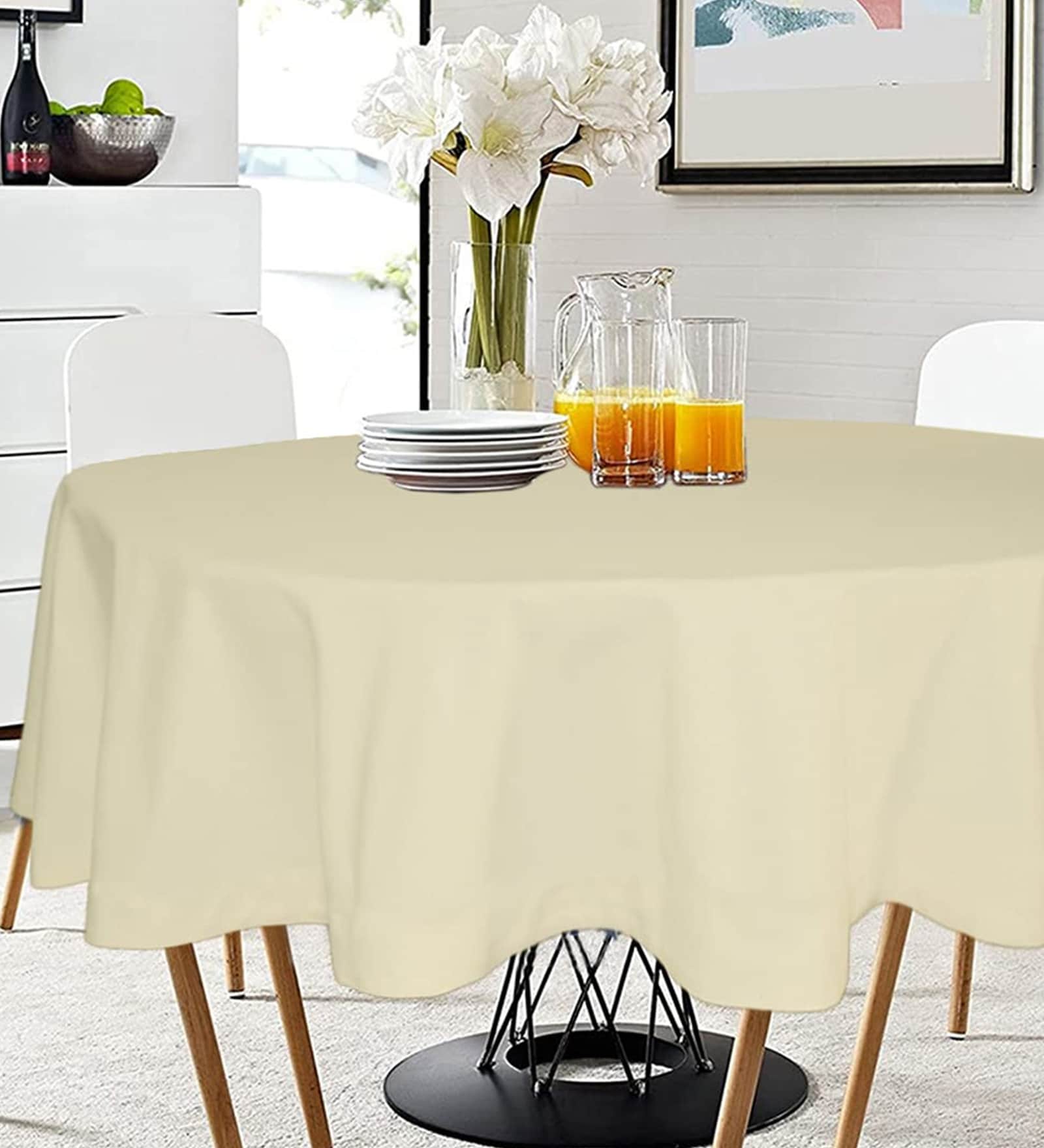 Buy White 40 Inches Cotton 2 Seater Round Table Cloth at 22% OFF by ...