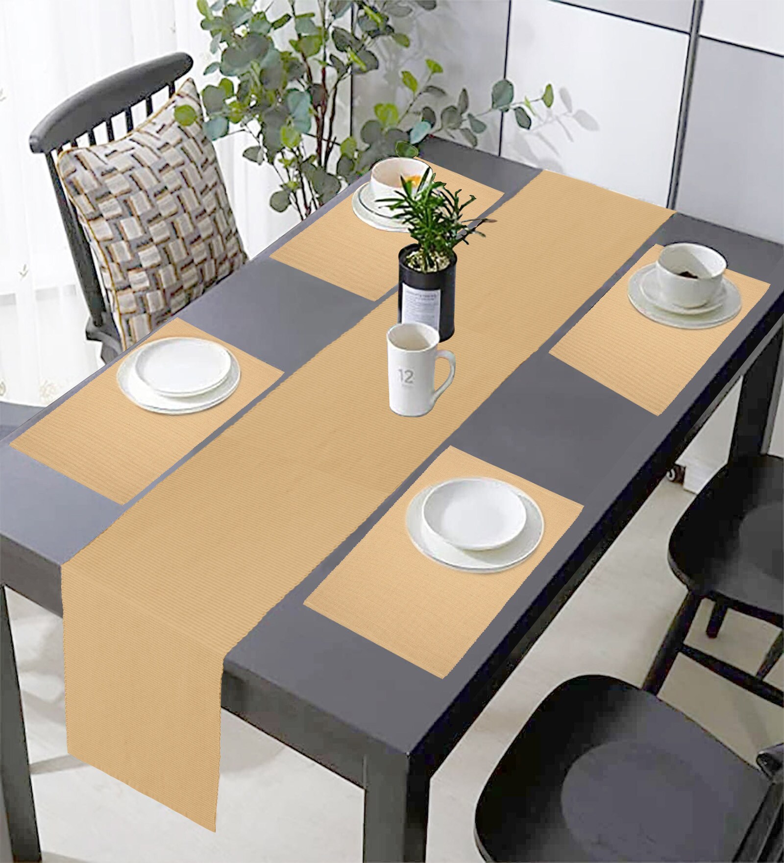 Buy Beige Cotton Solid 4 Seater Table Linen Set at 29% OFF by Lushomes ...