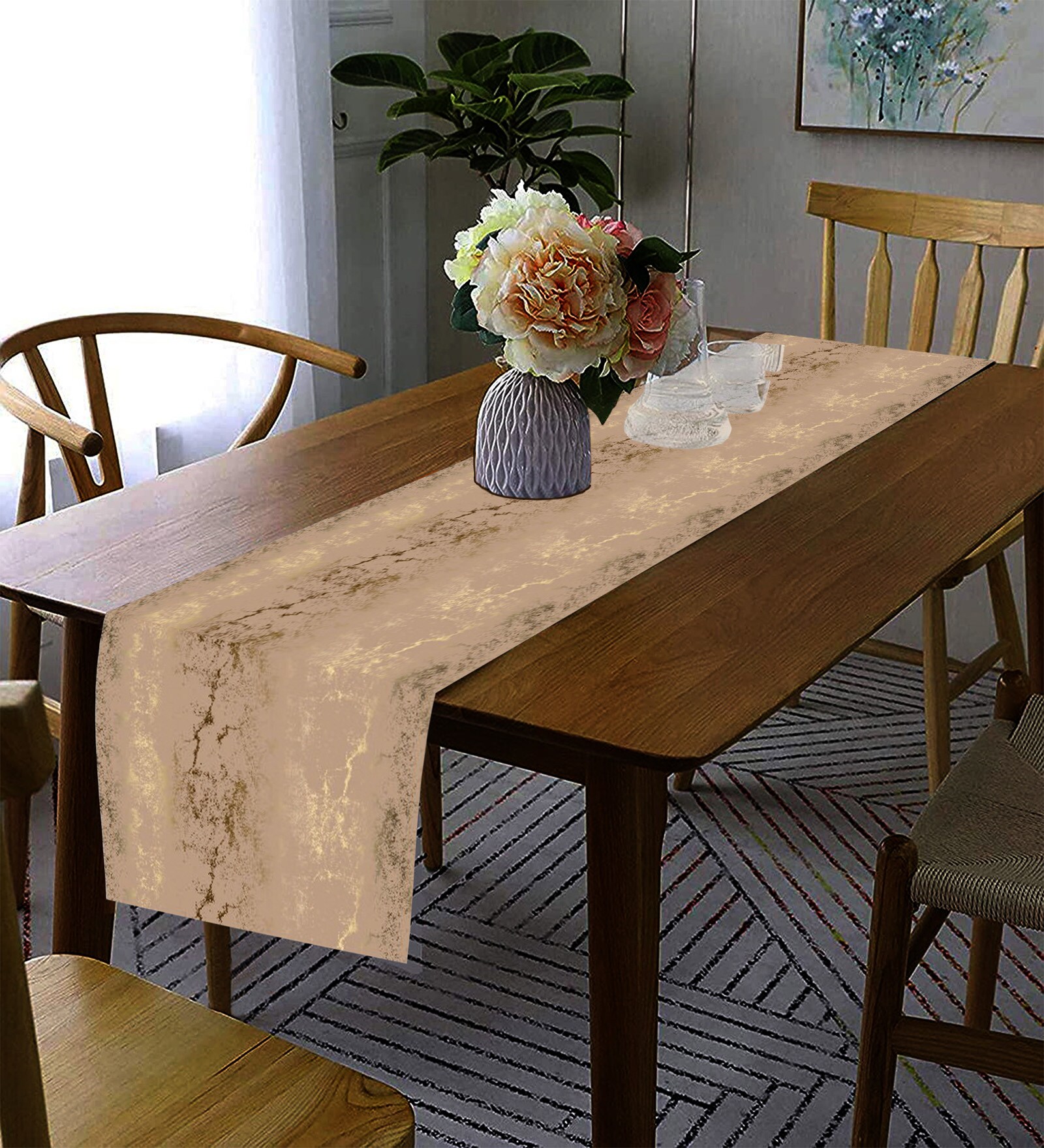 Buy Cream Polyester (13 x 72) Abstract 6 Seater Table Runner at 20% OFF ...