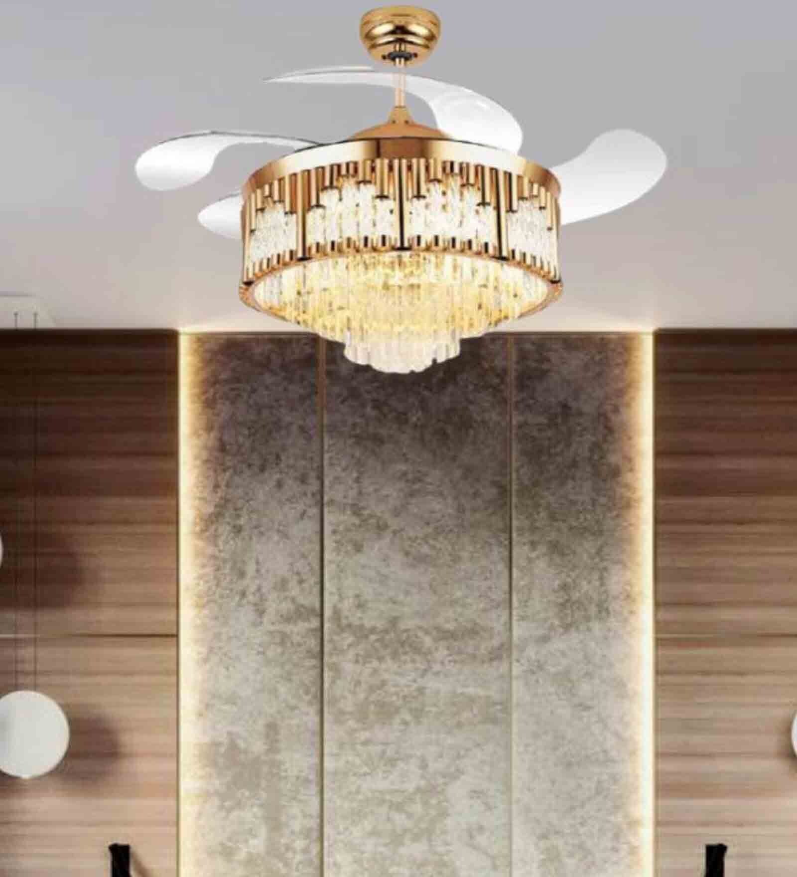 Buy LUXAIRE LUX SLR0001 Gold Motor Chandelier Fan with Remote at 9% OFF ...