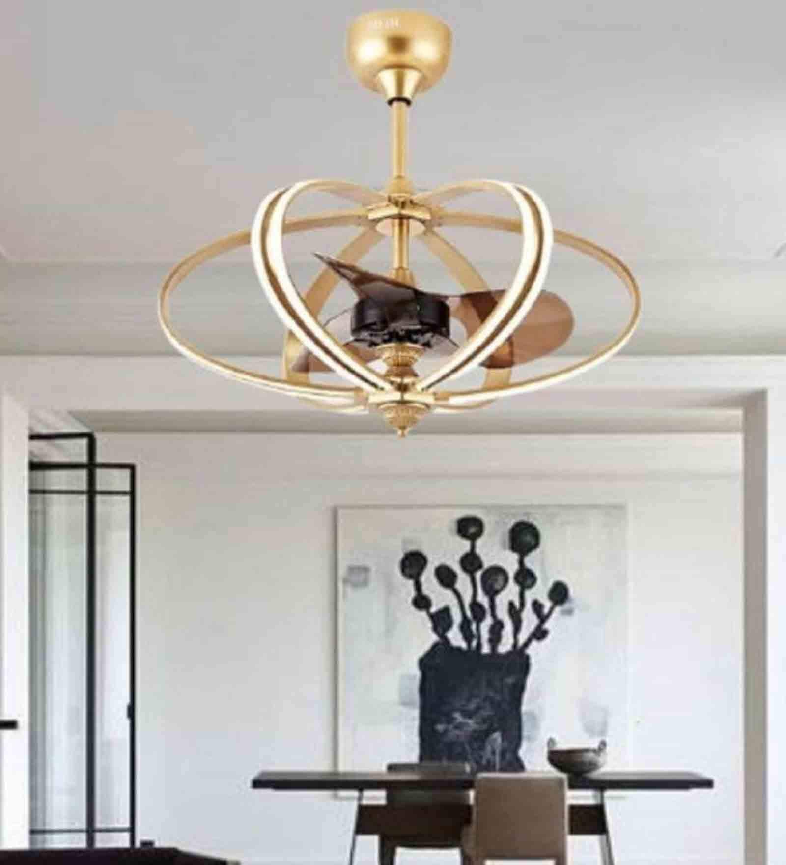 Buy LUXAIRE LUX SLR0011 Gold Chandelier Fan with Remote at 9% OFF by ...