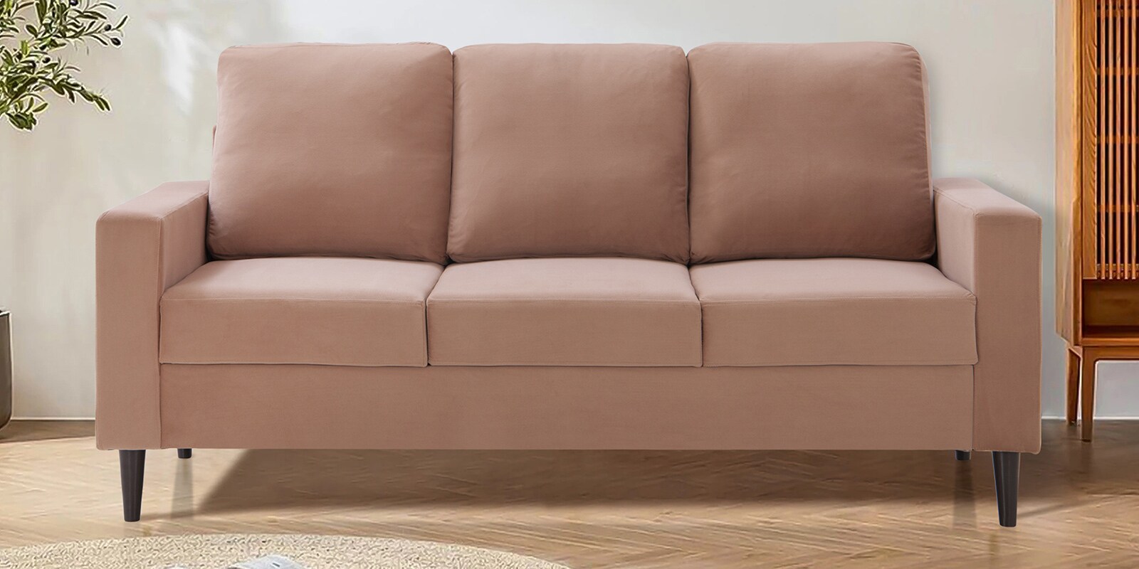 Buy Lucas Fabric 3 Seater Sofa in Apricot Peach Colour at 27% OFF by ...