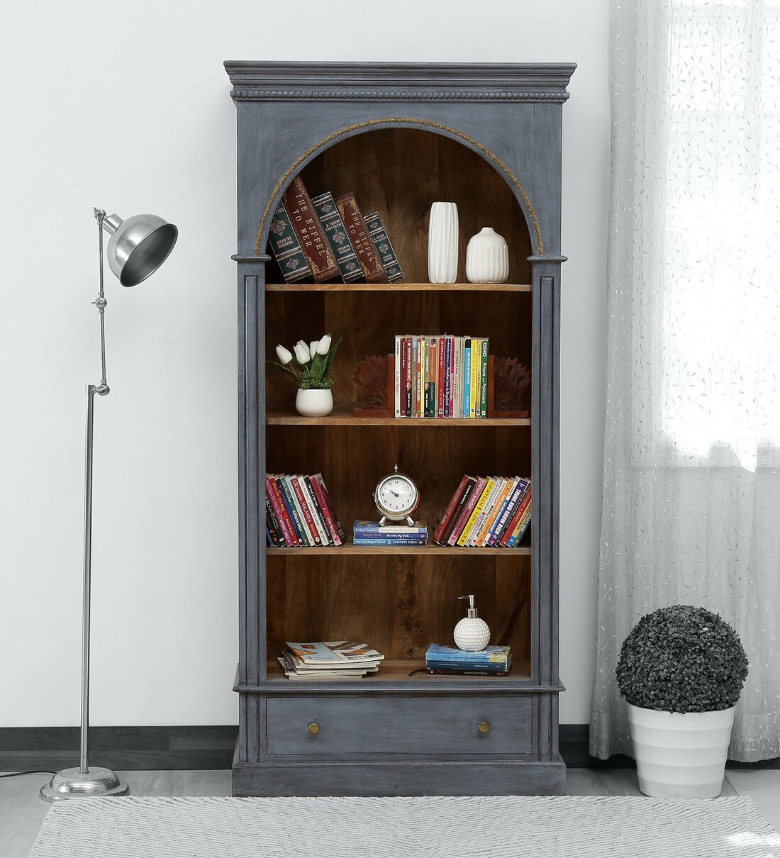 Buy Lyster Solid Wood Book Shelf In Distress Finish Online - Eclectic ...