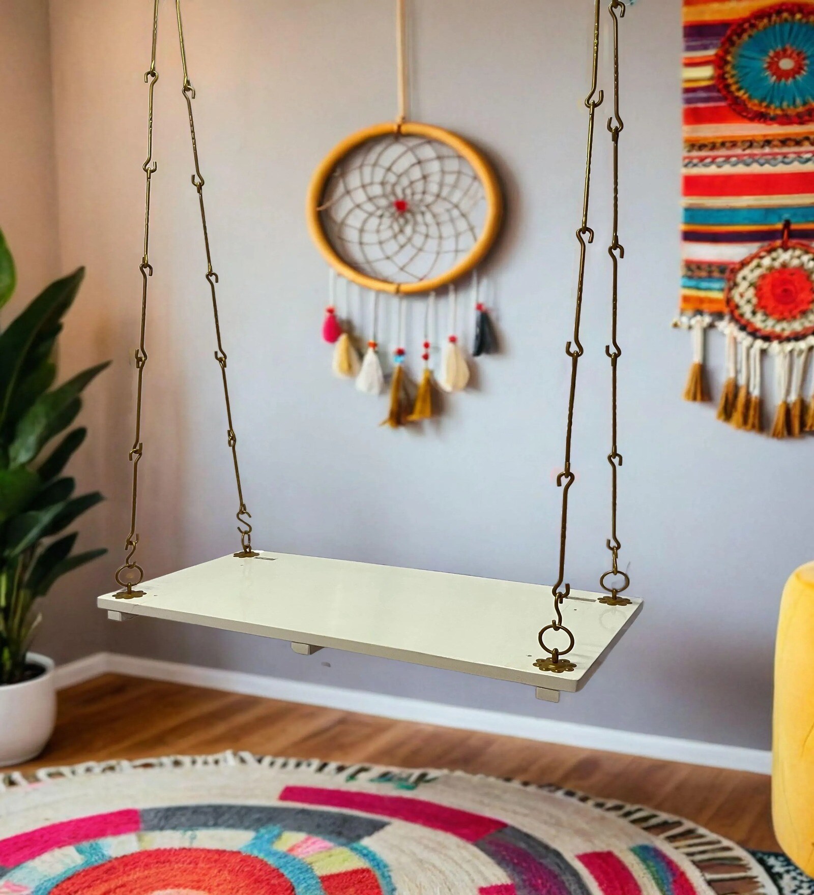 Buy M-30 Plank Solid Wood Swing in White Colour at 7% OFF by Jairi ...