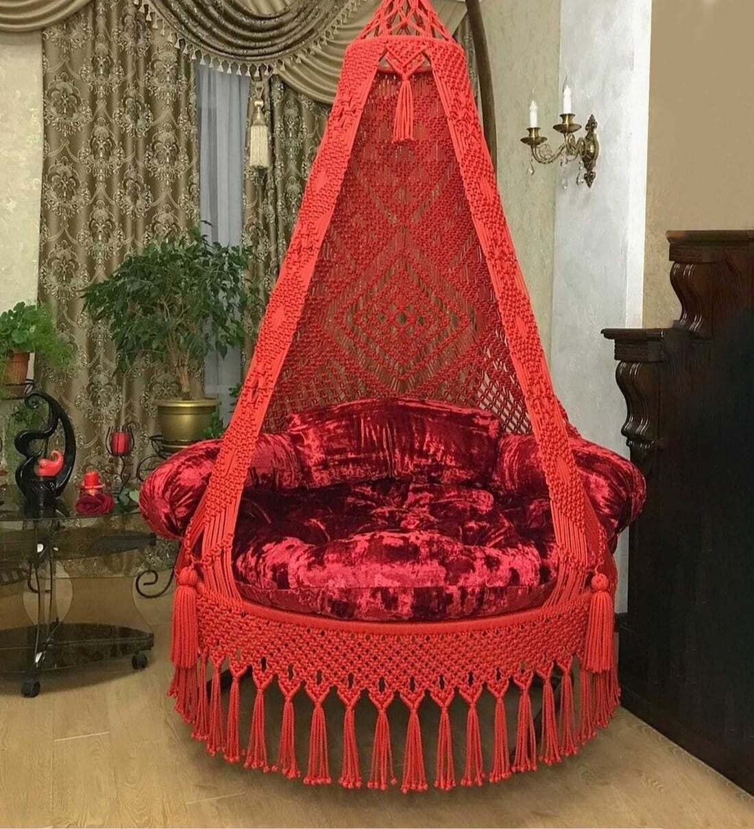 Buy Fabric Swing in Red Colour Colour at 36% OFF by Kaahira | Pepperfry