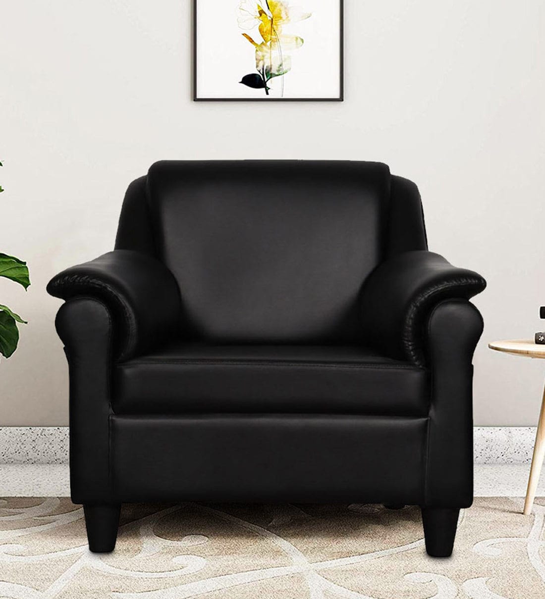 Buy Madison Leatherette 1 Seater Sofa in Black Colour by Trevi ...