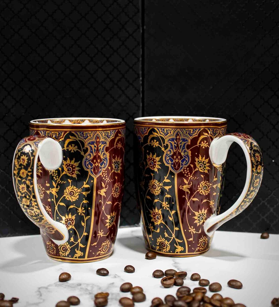 Buy Magnus 270 ml Multicolour Porcelain Coffee Mug (Set of 2) by Vola ...