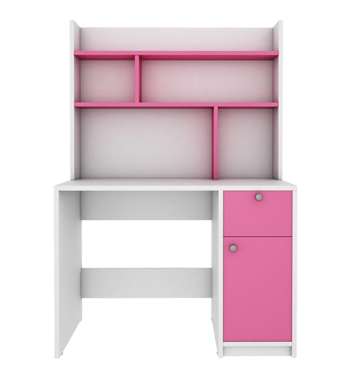 Buy Malta Study Table in Frosty White And Hutch Pink Colour By Woodbuzz ...