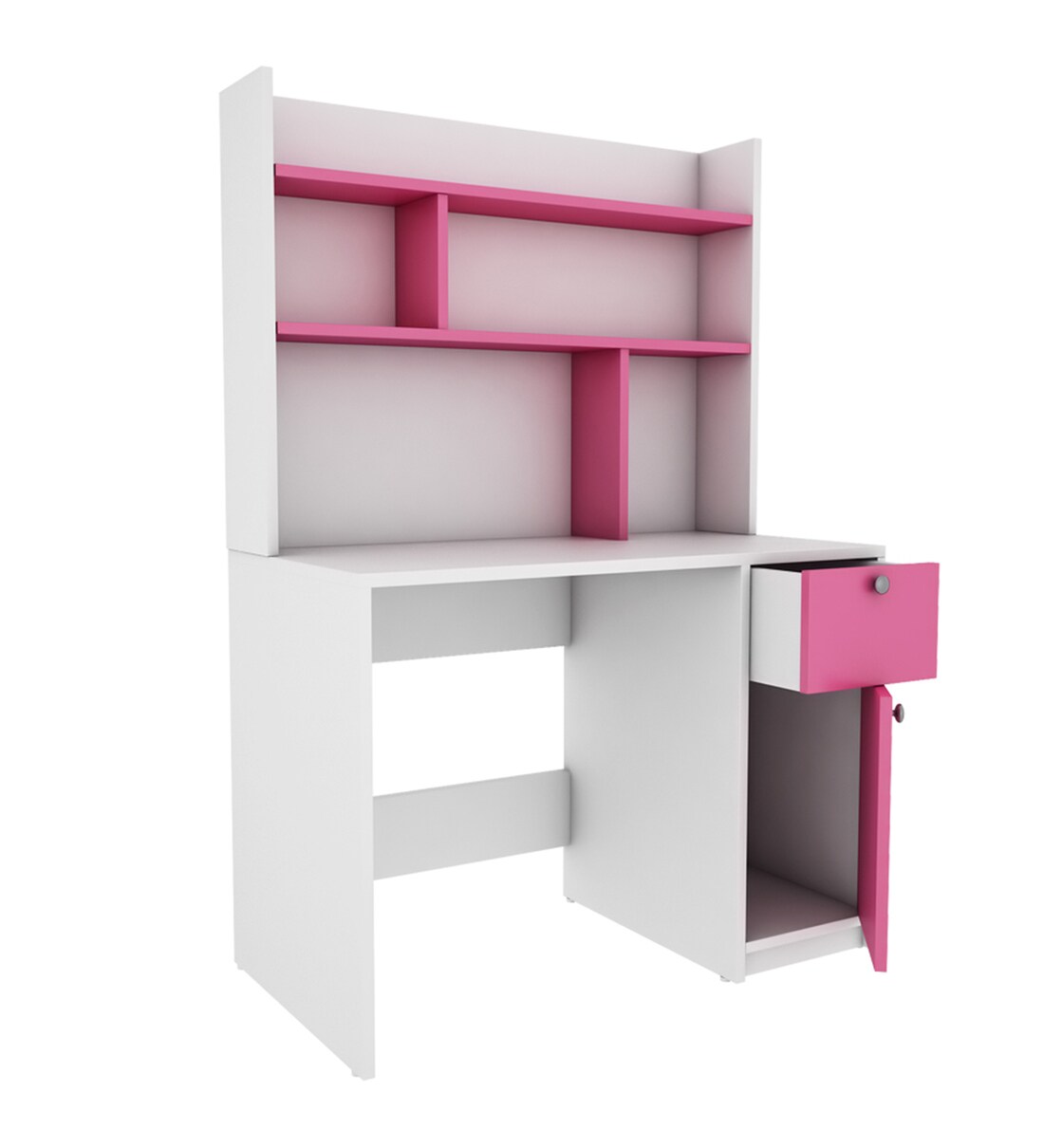 Buy Malta Study Table in Frosty White And Hutch Pink Colour By Woodbuzz ...
