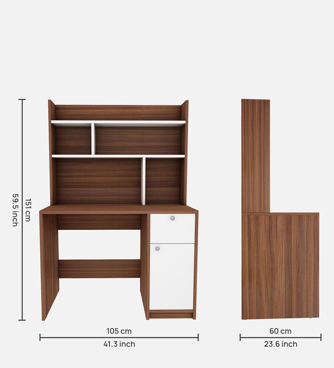 Buy Malta Hutch Desk in Walnut And Frosty White Finish by Woodbuzz ...