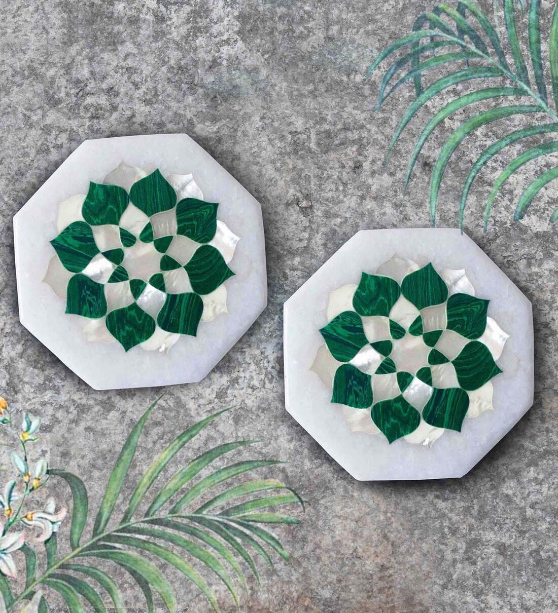Buy Mandala Inlay (Set of 2) Marble Coaster by Kainaat Design at 10% ...