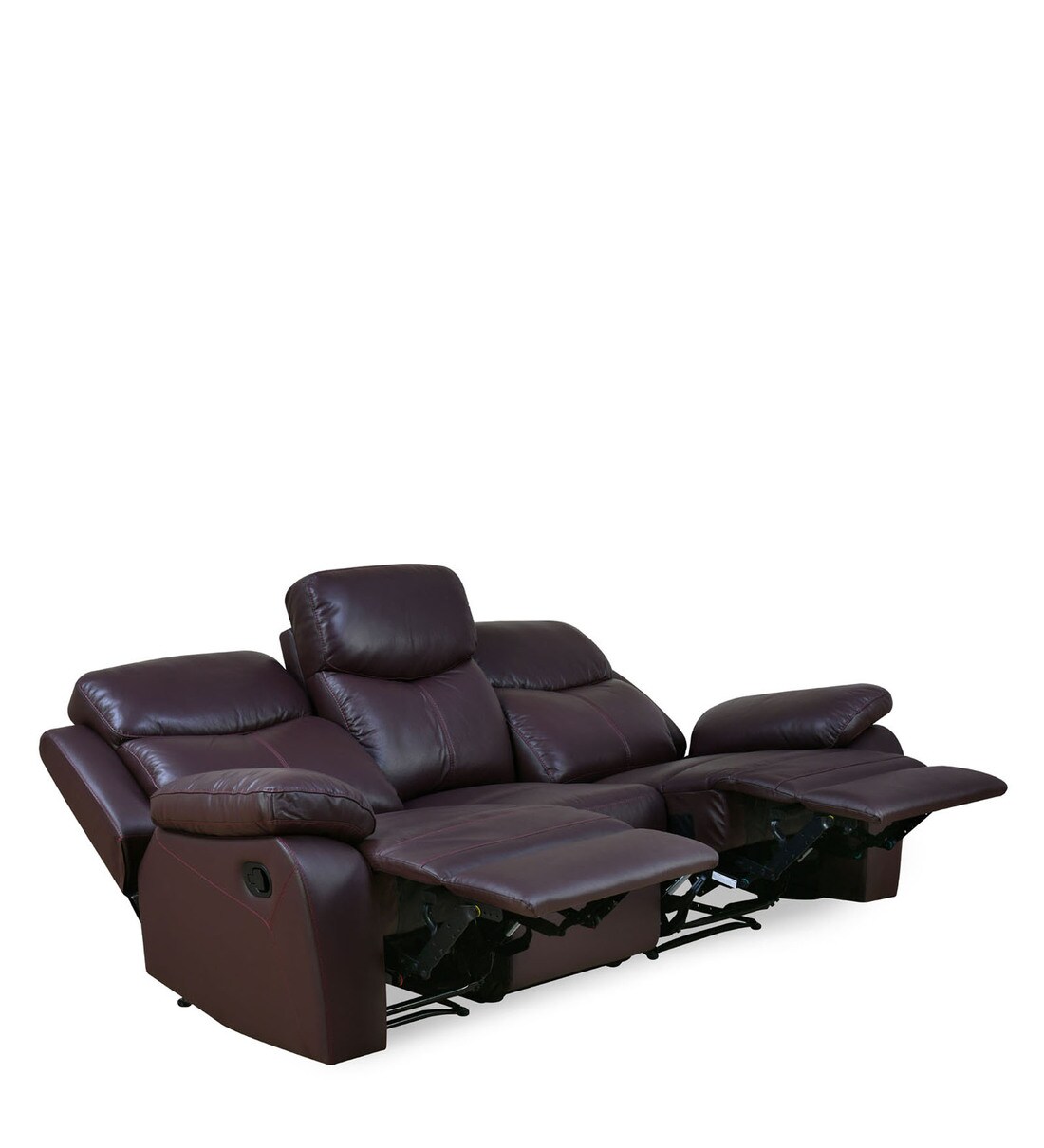Buy Mandy Leather Manual 3 Seater Recliner in Burgundy Colour by @home ...