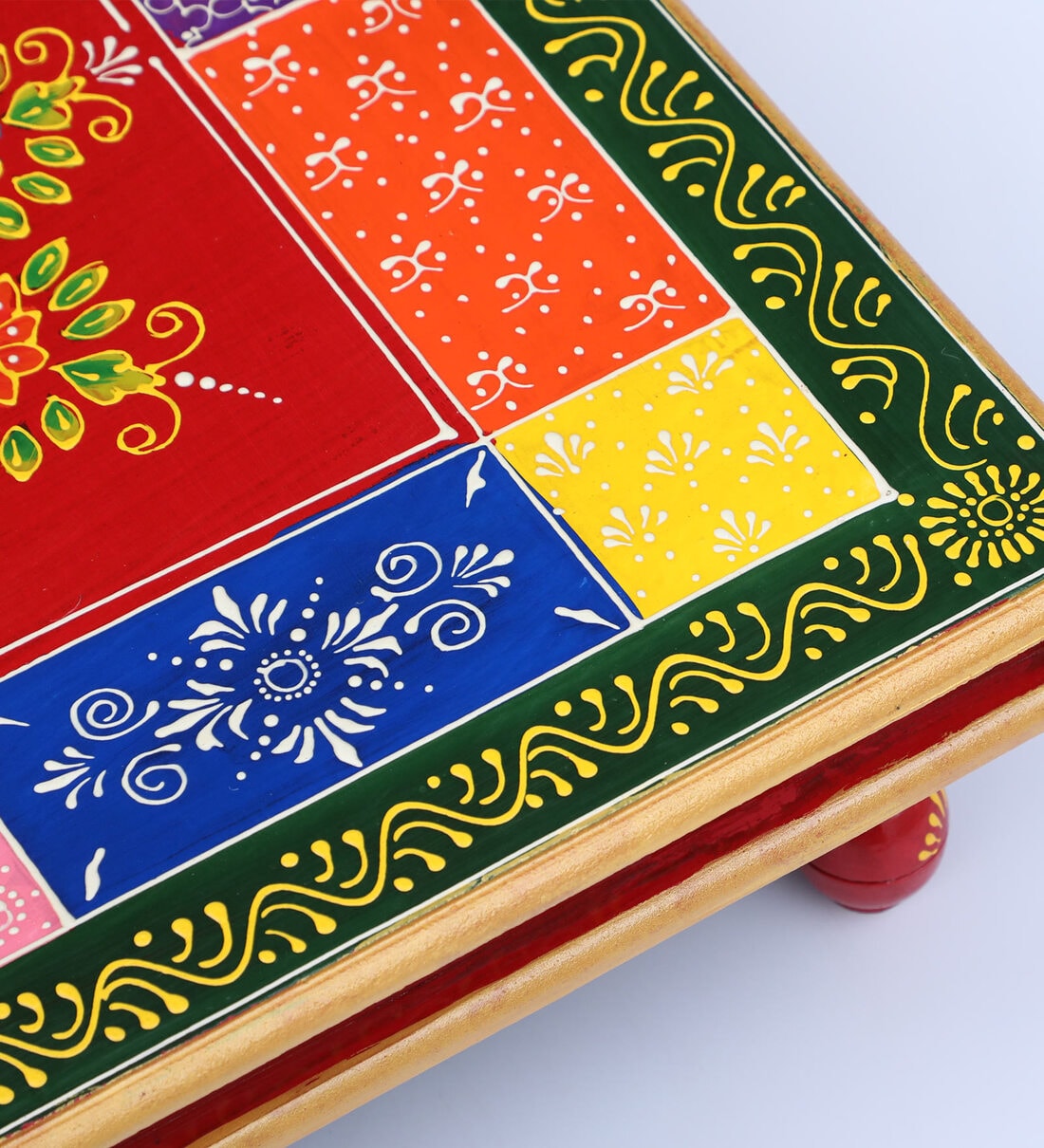 Buy Mango Wood And MDF Hand Painted Pooja Chowkie By Padmavati Art ...