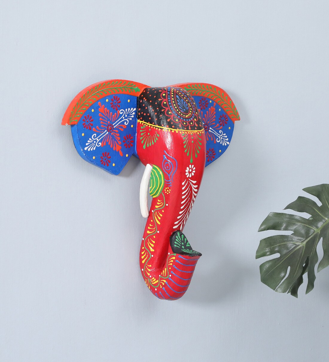 Buy Mango Wood Multicolour Wooden Elephant Face at 33% OFF by B K ...