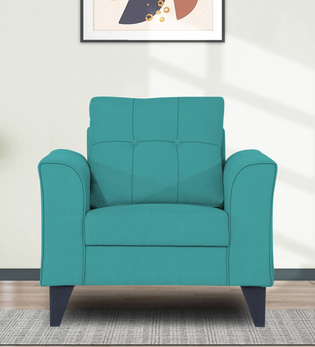 Buy Marcus 1 Seater Sofa in Aqua Blue Colour at 25% OFF by Adorn India ...