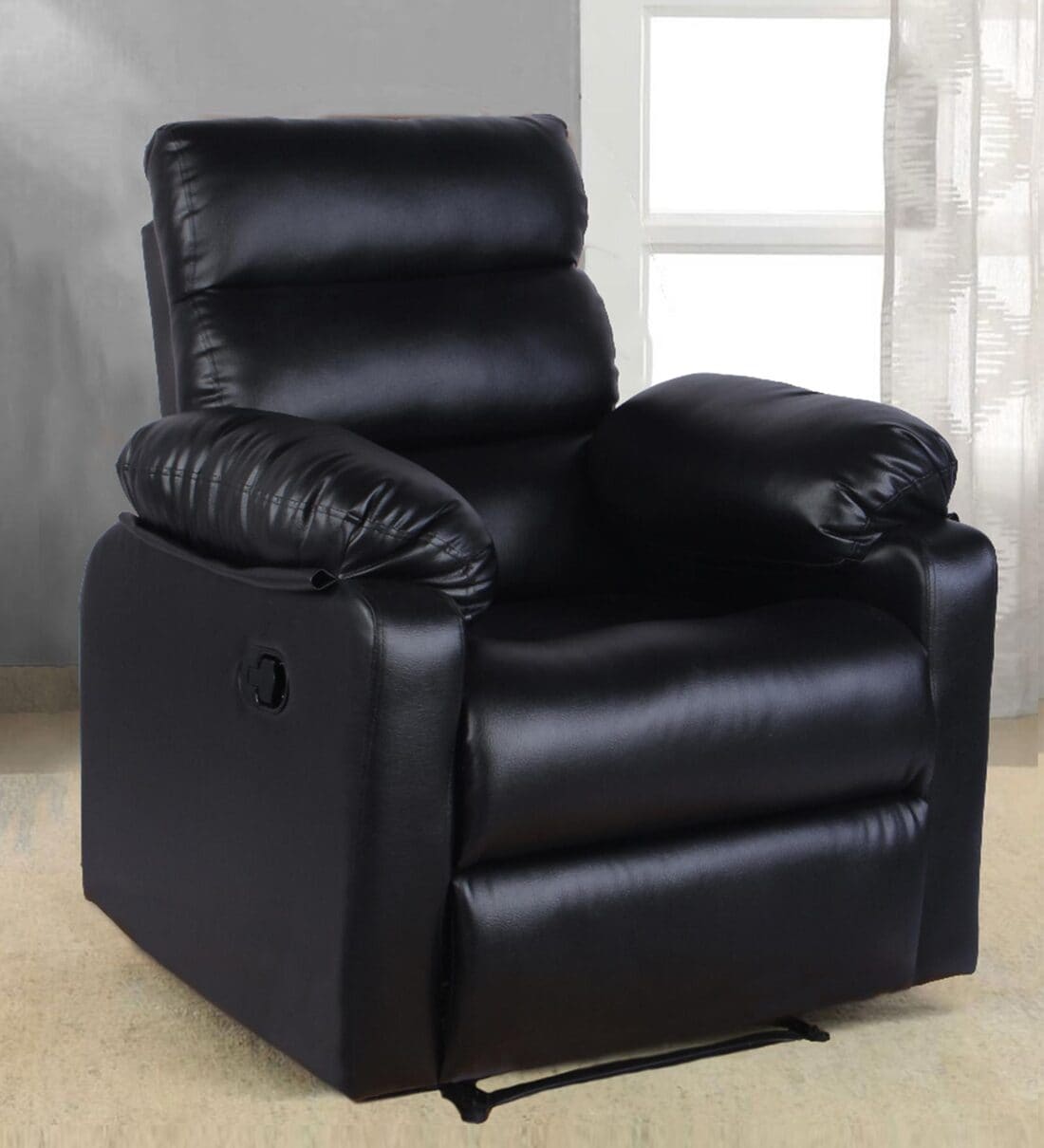 Buy Maria Fabric 1 Seater Manual Recliner in Black Colour at 50% OFF by ...