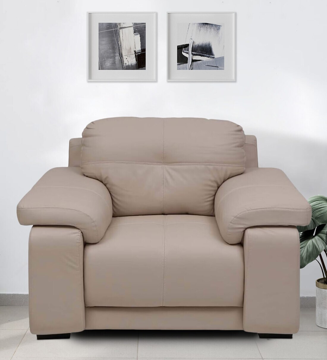 Buy Marina Leatherette 1 Seater Sofa in Beige Colour at 53% OFF by Evok ...