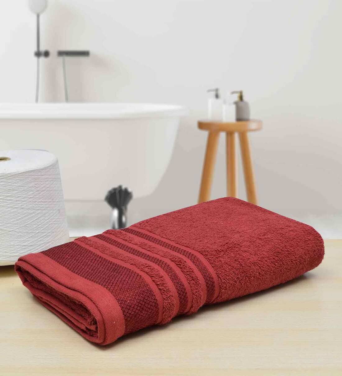 Buy Maroon 650 GSM Cotton Bath Towel by Rangoli at 5% OFF by RANGOLI ...
