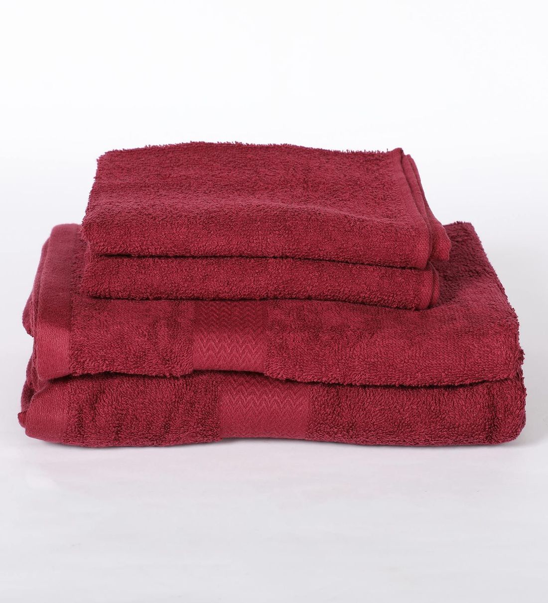 Buy Maroon Solid 380 GSM Cotton 4 Pieces Towel Set by Raymond Home ...