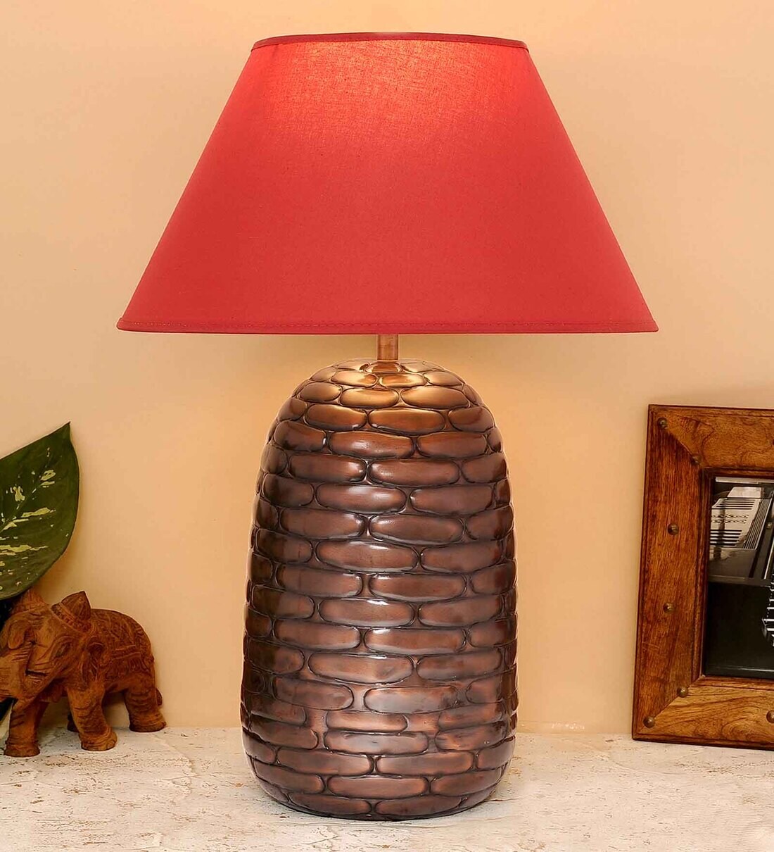 Buy Maroon Cotton Fabric Shade Carbon Loft Antique Copper Patterned ...