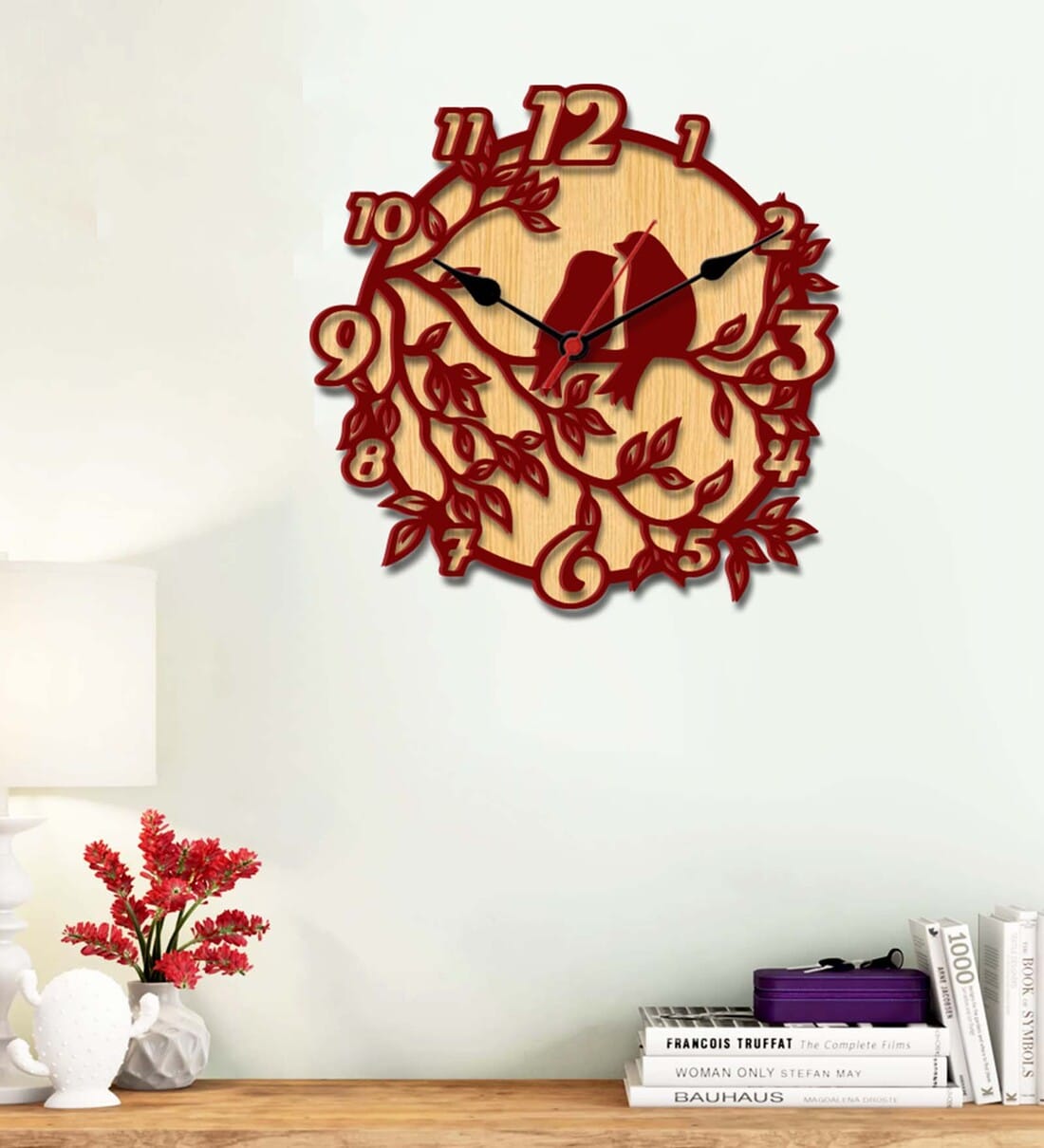 Buy Maroon Engineered Wood Analog Wall Clock By WallMantra at 42% OFF ...