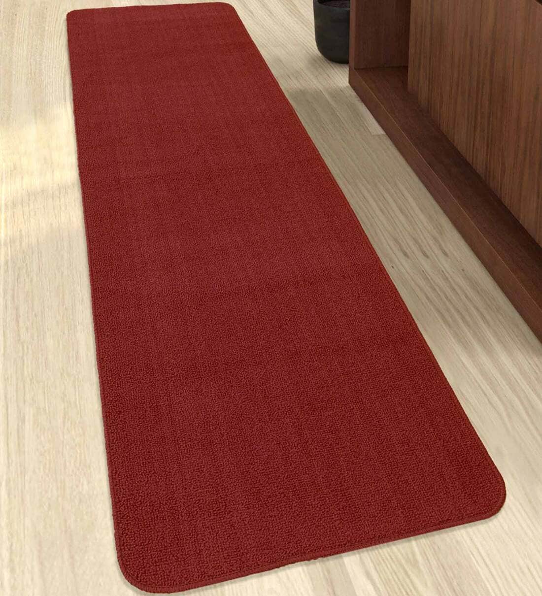 Buy Maroon Polypropylene 79 x 24 Inches Machine Made Floor Runner by ...