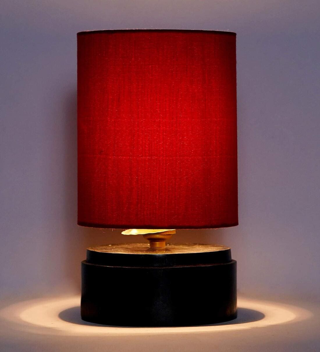 Buy Maroon Shade Table Lamp With Wood Base By BrightDaisy Online - Wood ...