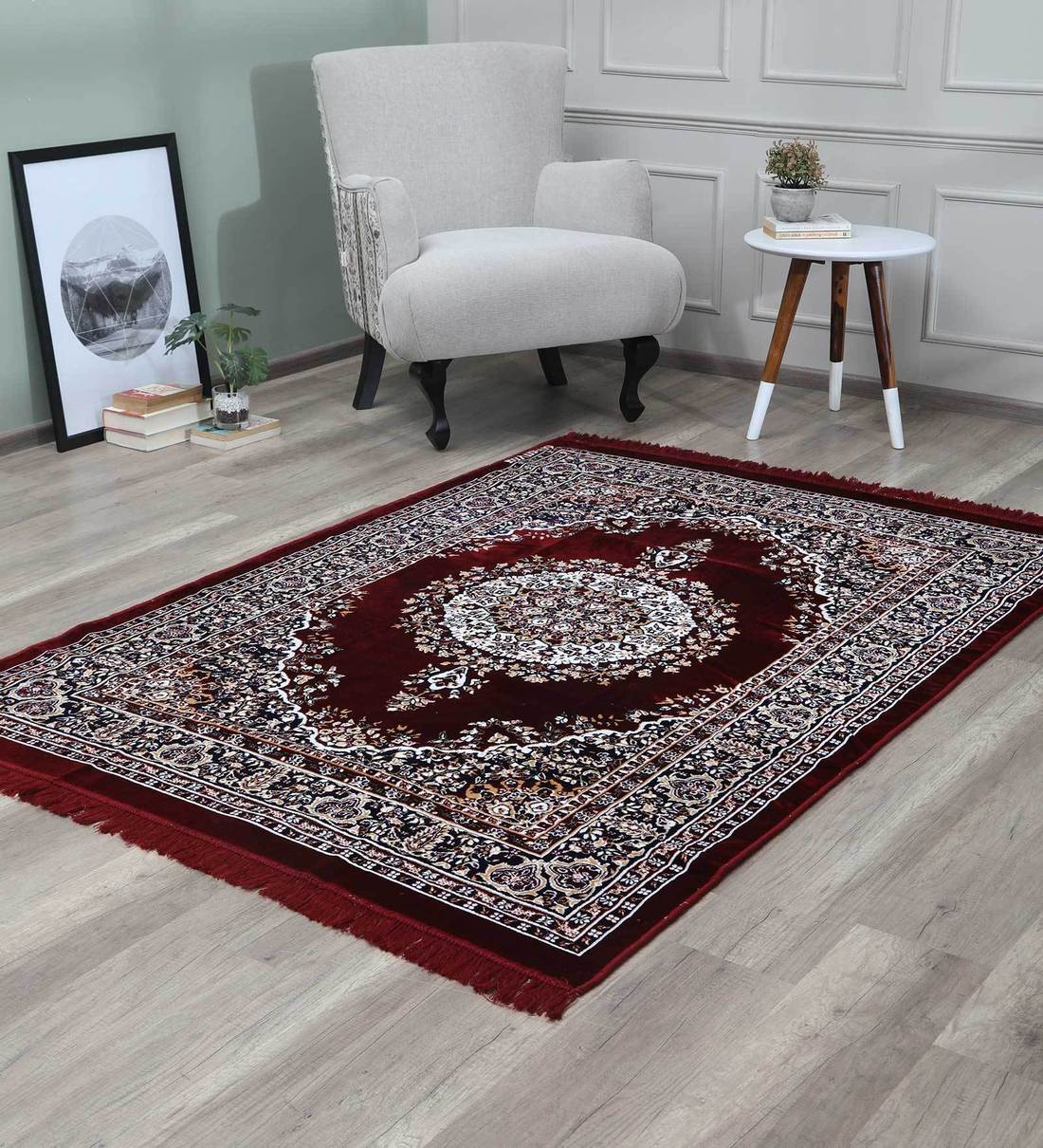 Buy Plain Solid Pattern Jacquard Machine Made 5 X 7 Feet Carpet By ...