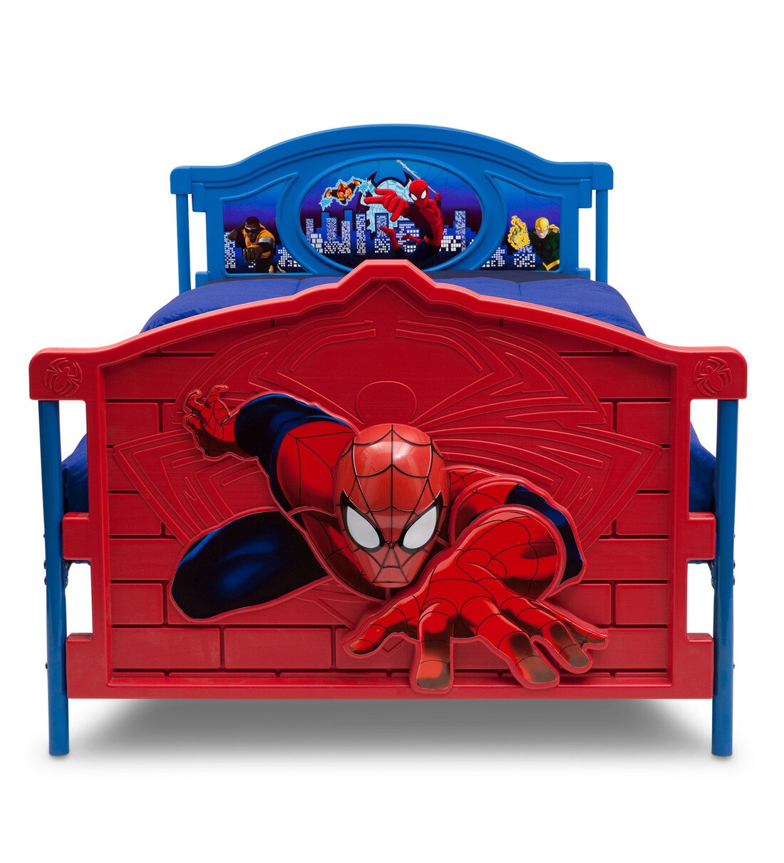 Buy Marvel Spider Man 3D Twin Size Bed in Blue Colour by Cot & Candy ...