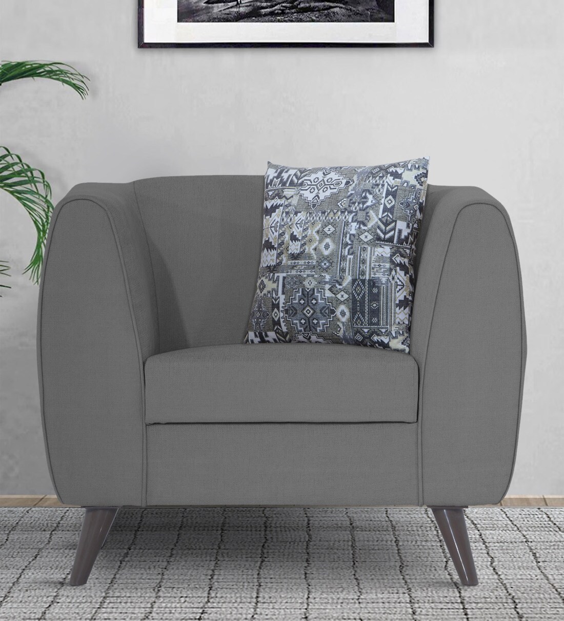 Buy Mason Fabric 1 Seater Sofa In Grey Colour at 31% OFF by Adorn India ...