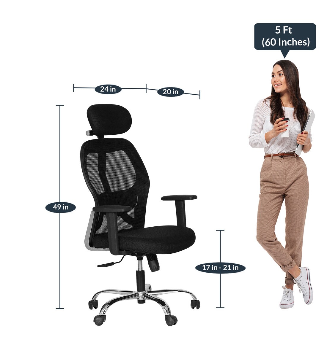 Buy Matrix Torin Breathable Mesh Ergonomic Chair in Black Colour Online ...