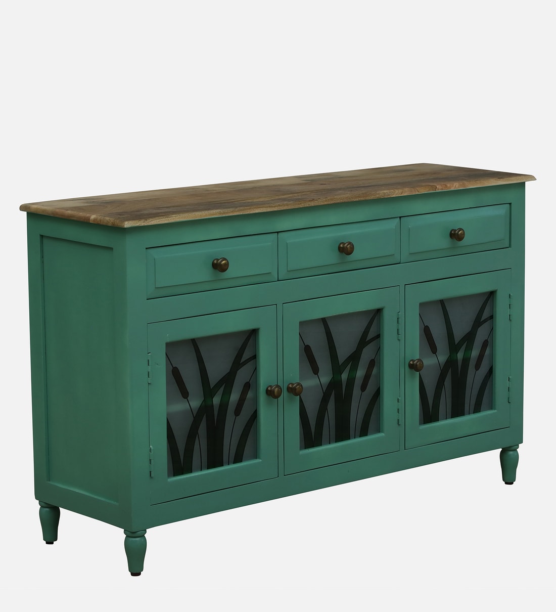 Buy Eloy Solid Wood Sideboard In Pista Green Colour By Bohemiana Online ...