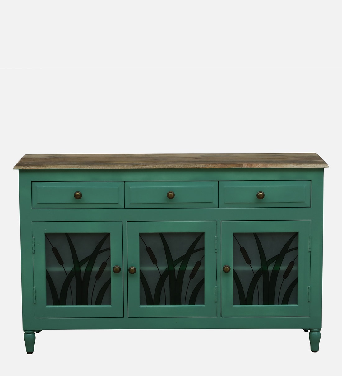 Buy Eloy Solid Wood Sideboard In Pista Green Colour By Bohemiana Online ...