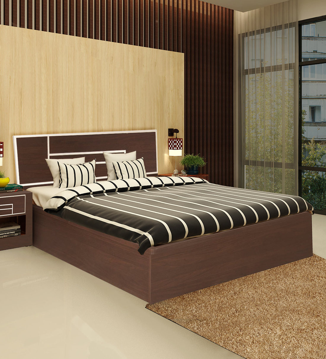 Buy Maverick King Size Bed with Storage in Walnut Finish at 44% OFF by ...