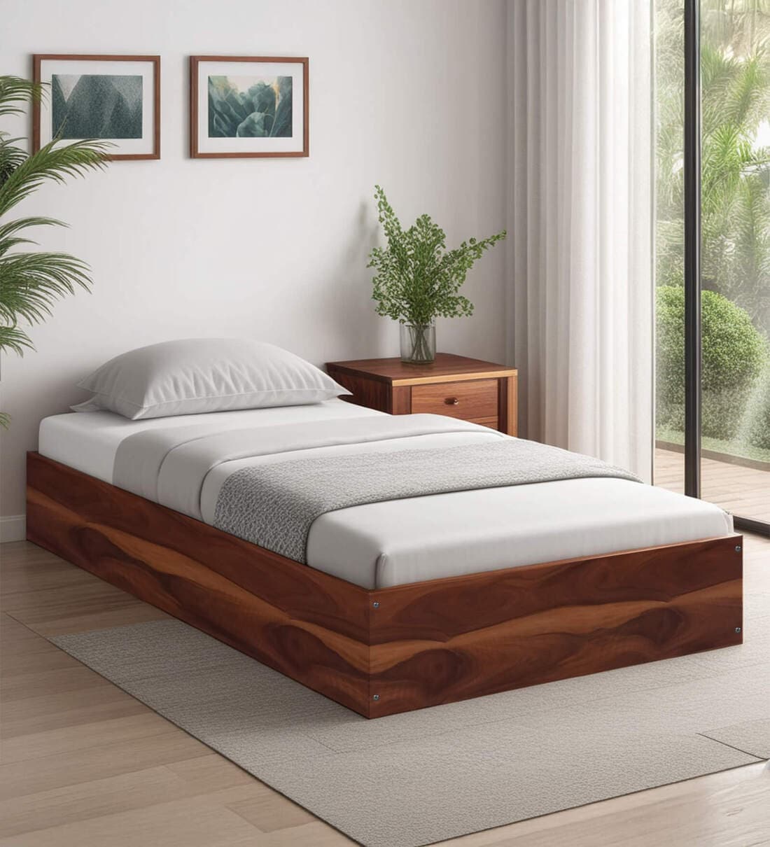 Buy Maya Single Bed With Box Storage In Vintage Sheesham Colour at 31% ...