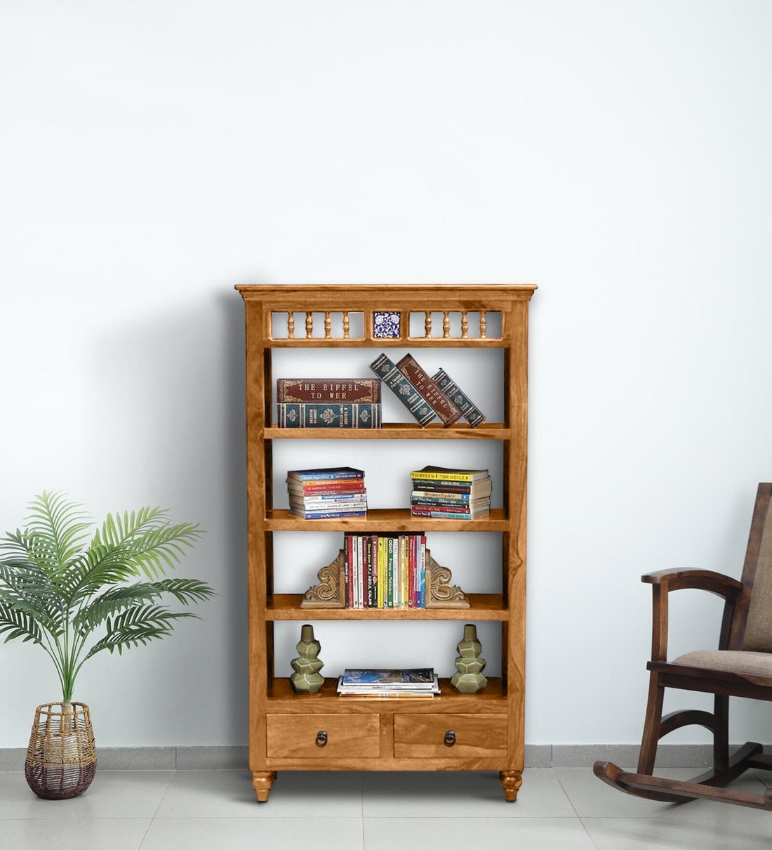 Buy Mayur Sheesham Wood Book Shelf In Rustic Teak Finish at 12% OFF by ...