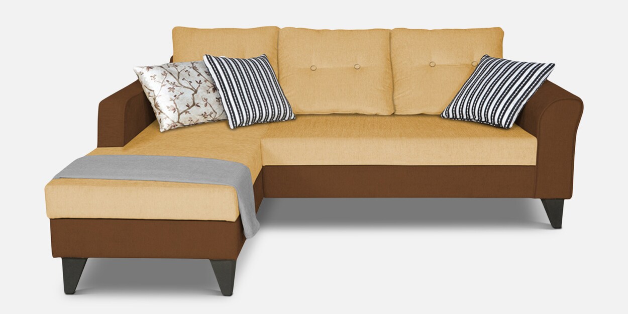 Buy Magneto Fabric LHS Sectional Sofa ( 2+ Lounger) in Brown & Beige ...