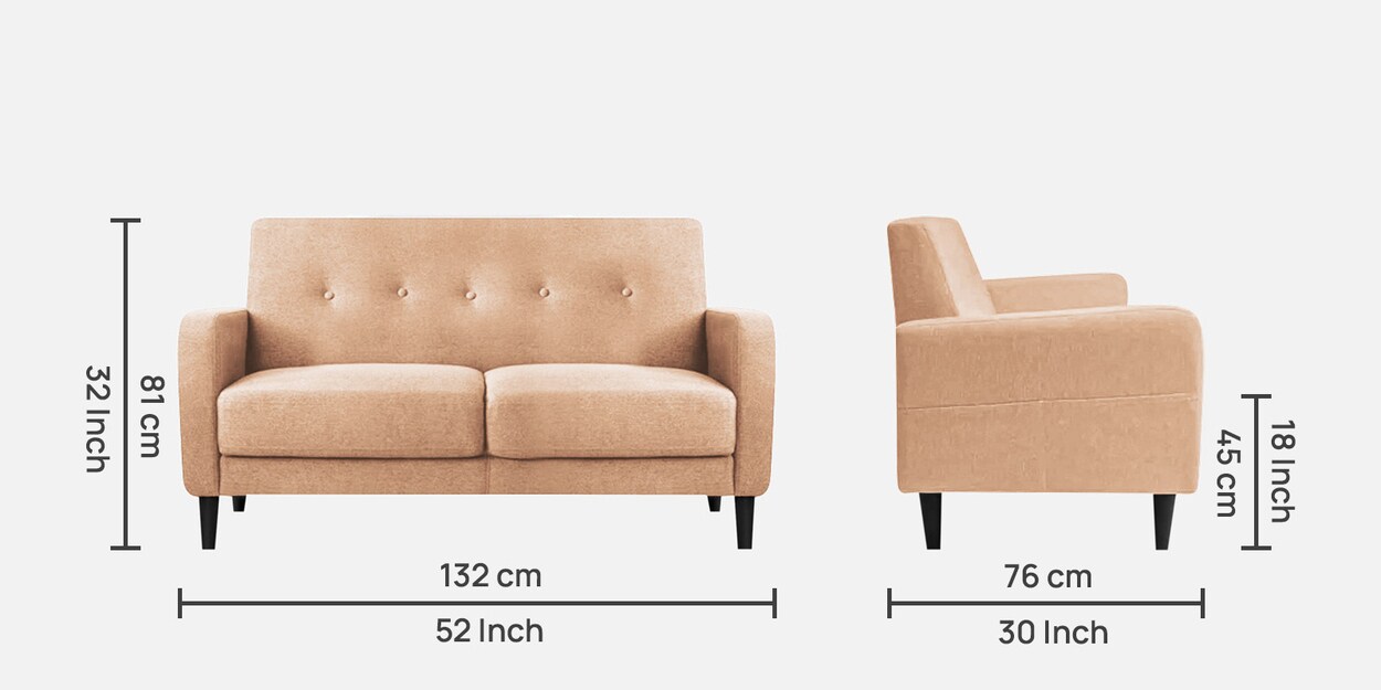 Buy Marq Fabric 2 Seater Sofa in Cosmic Beige Colour by Febonic Online ...