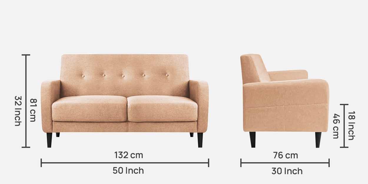 Buy Marq Fabric 2 Seater Sofa in Cosmic Beige Colour by Febonic Online ...