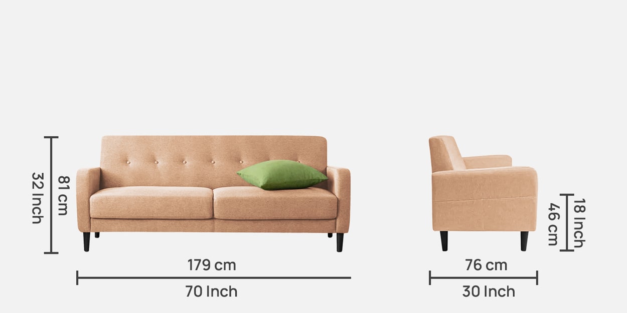 Buy Marq Fabric 3 Seater Sofa in Cosmic Beige Colour by Febonic Online ...