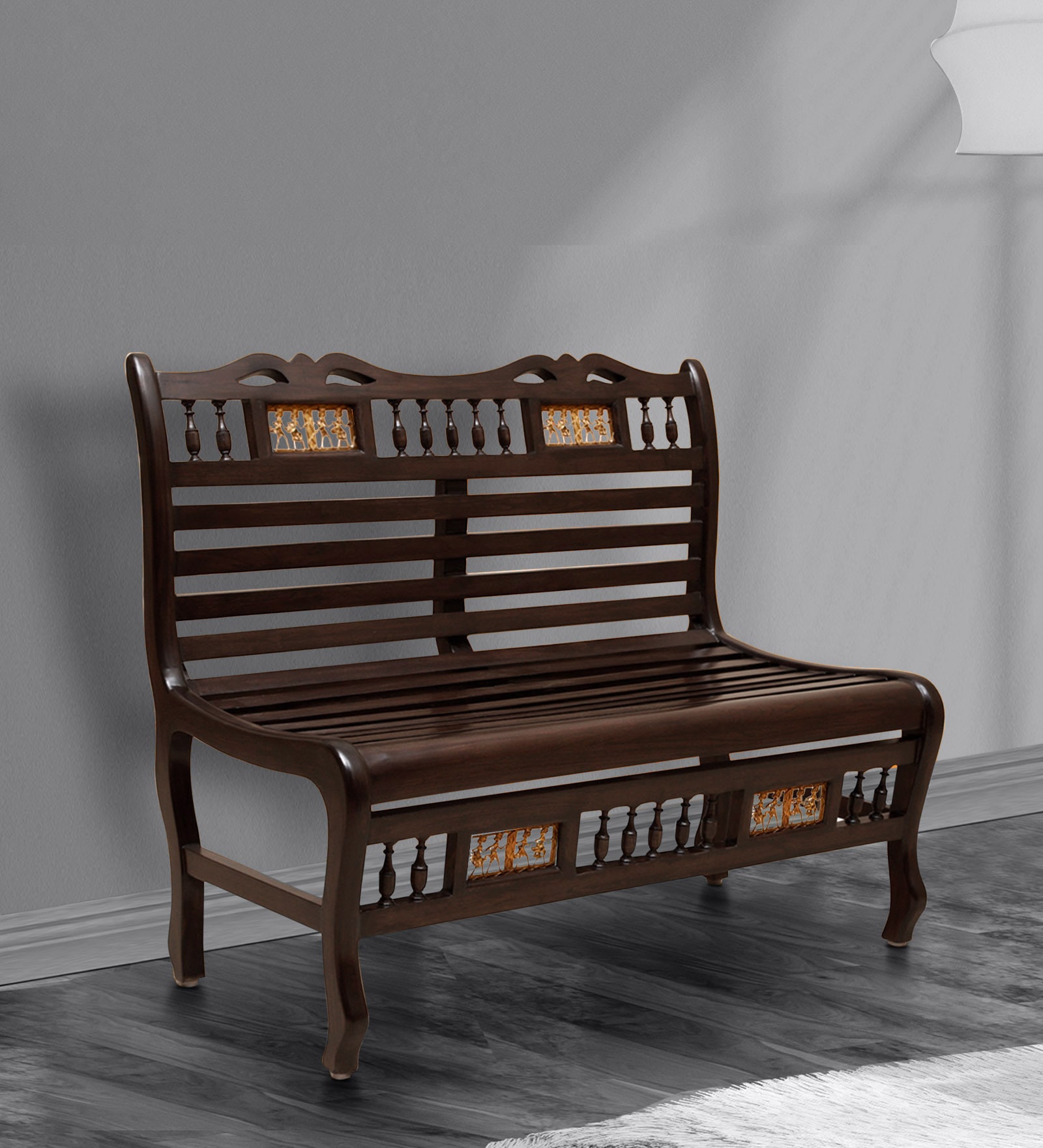 Buy Maana Teak Wood Settee in Walnut Finish at 33% OFF by Mudramark ...