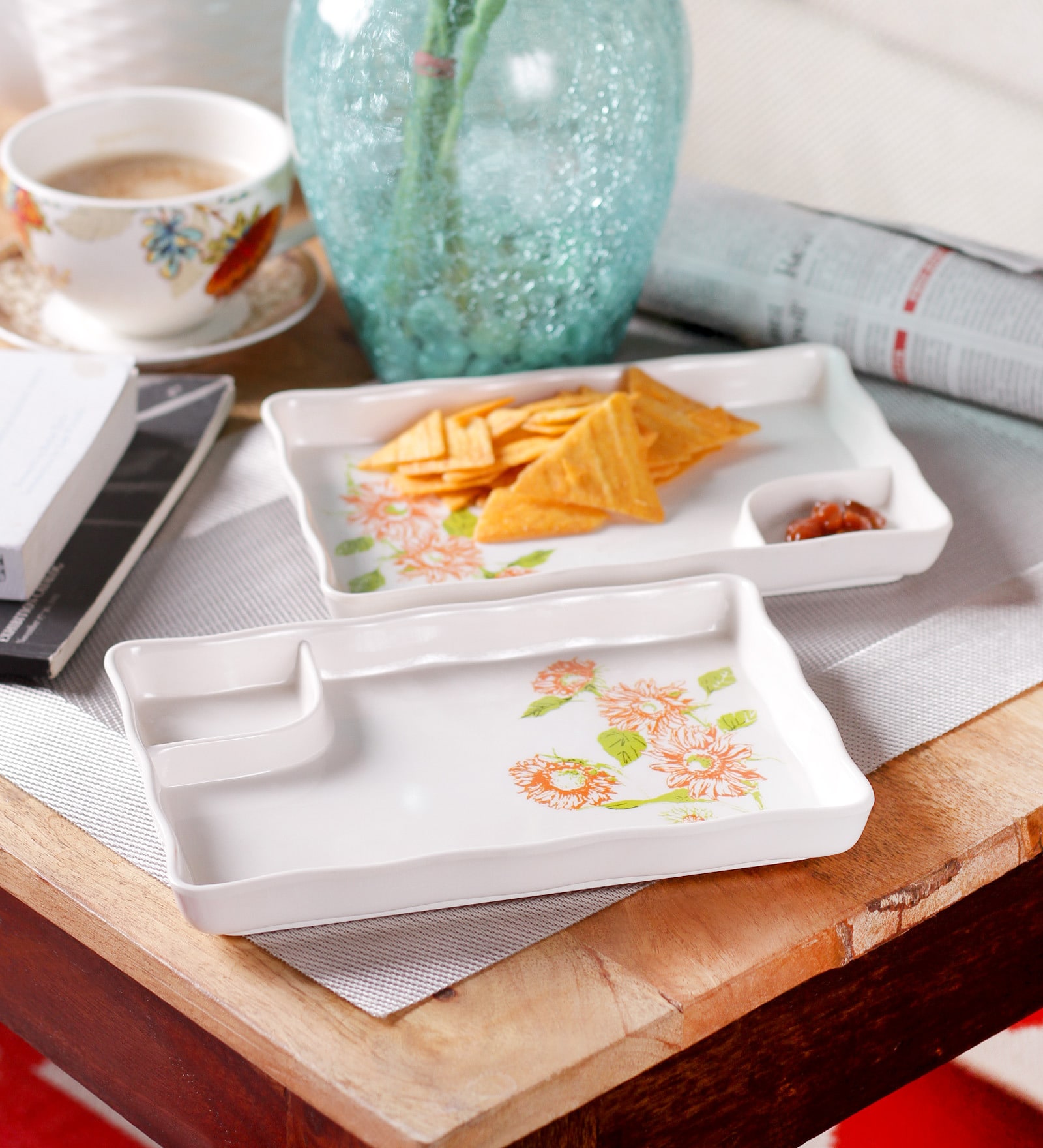 Buy Machi Tango Melamine Snack Mate With Partition Plate - Set Of 4 ...
