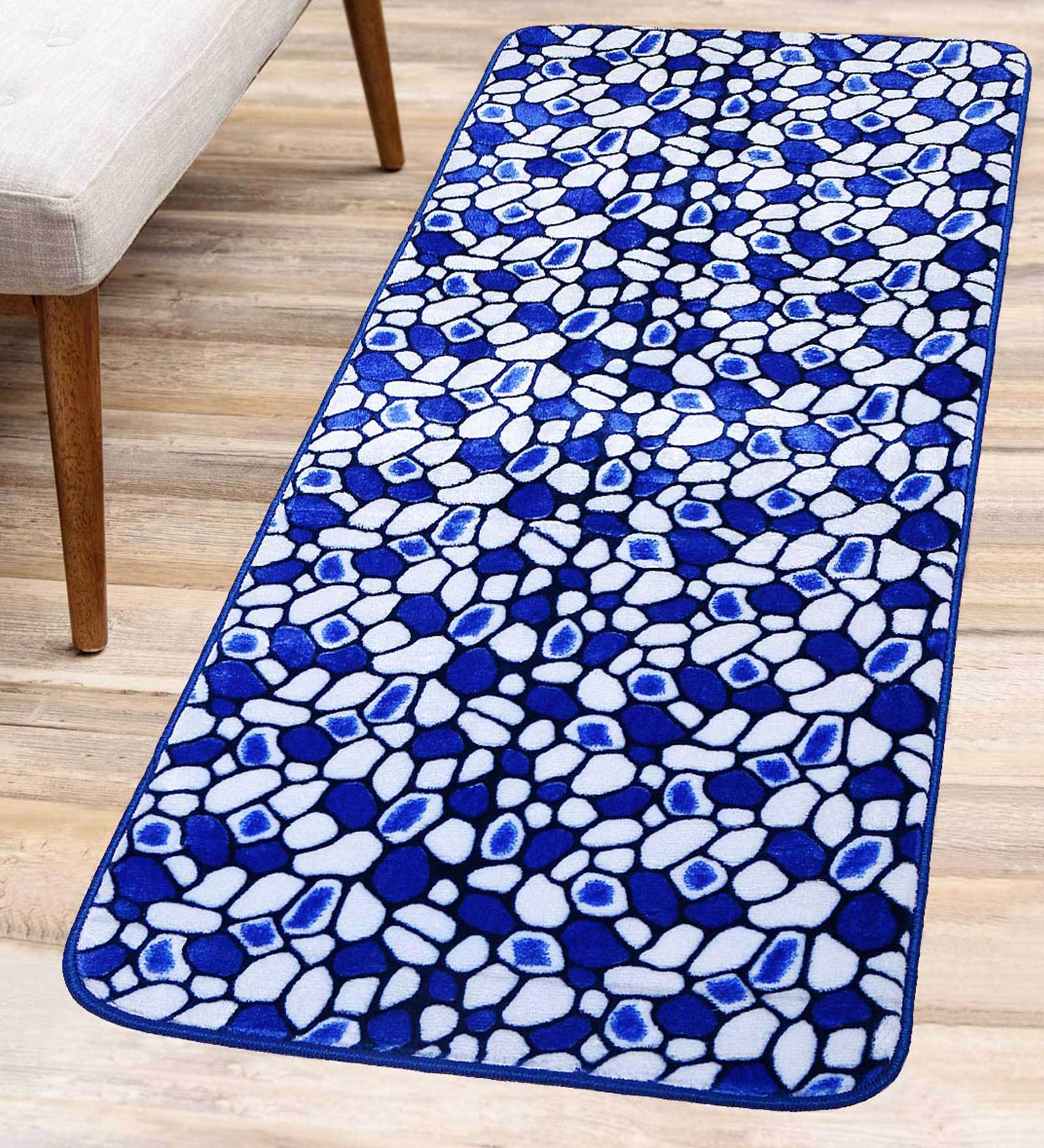 Buy Blue Nylon 21 x 55 Inches Machine Made Floor Runner by Status at 61 ...