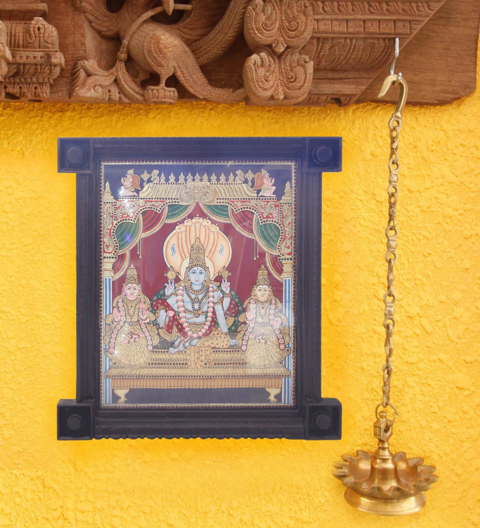 Buy Madhurya Multicolour Gold Plated Badrinarayana Framed Tanjore ...