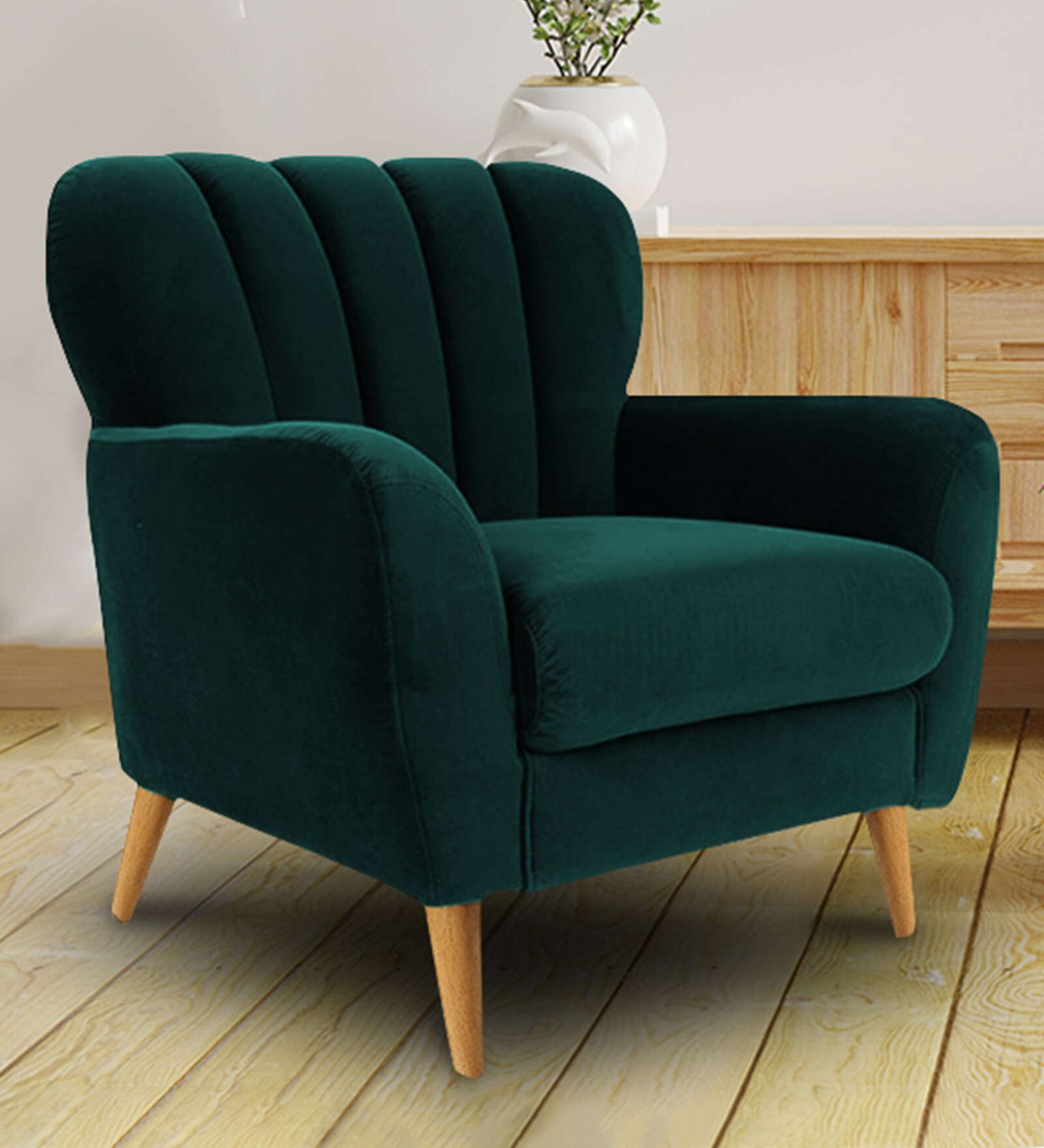 Buy Madison Fabric Lounge Chair in Dark Green Colour at 3% OFF by ...