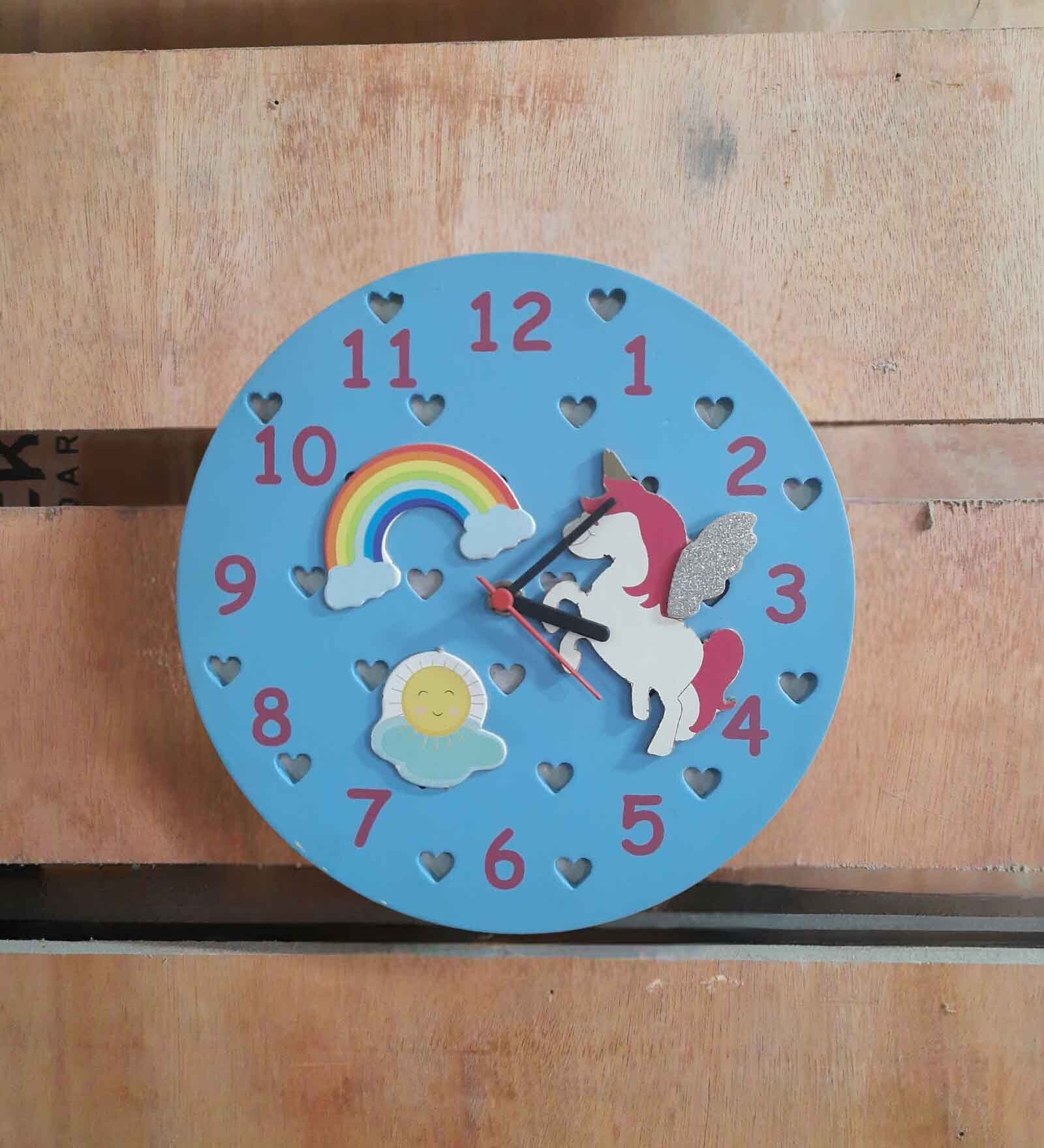 Buy Unicorn Sky Blue-Engineered Wood Kids Wall Clock at 27% OFF by ...