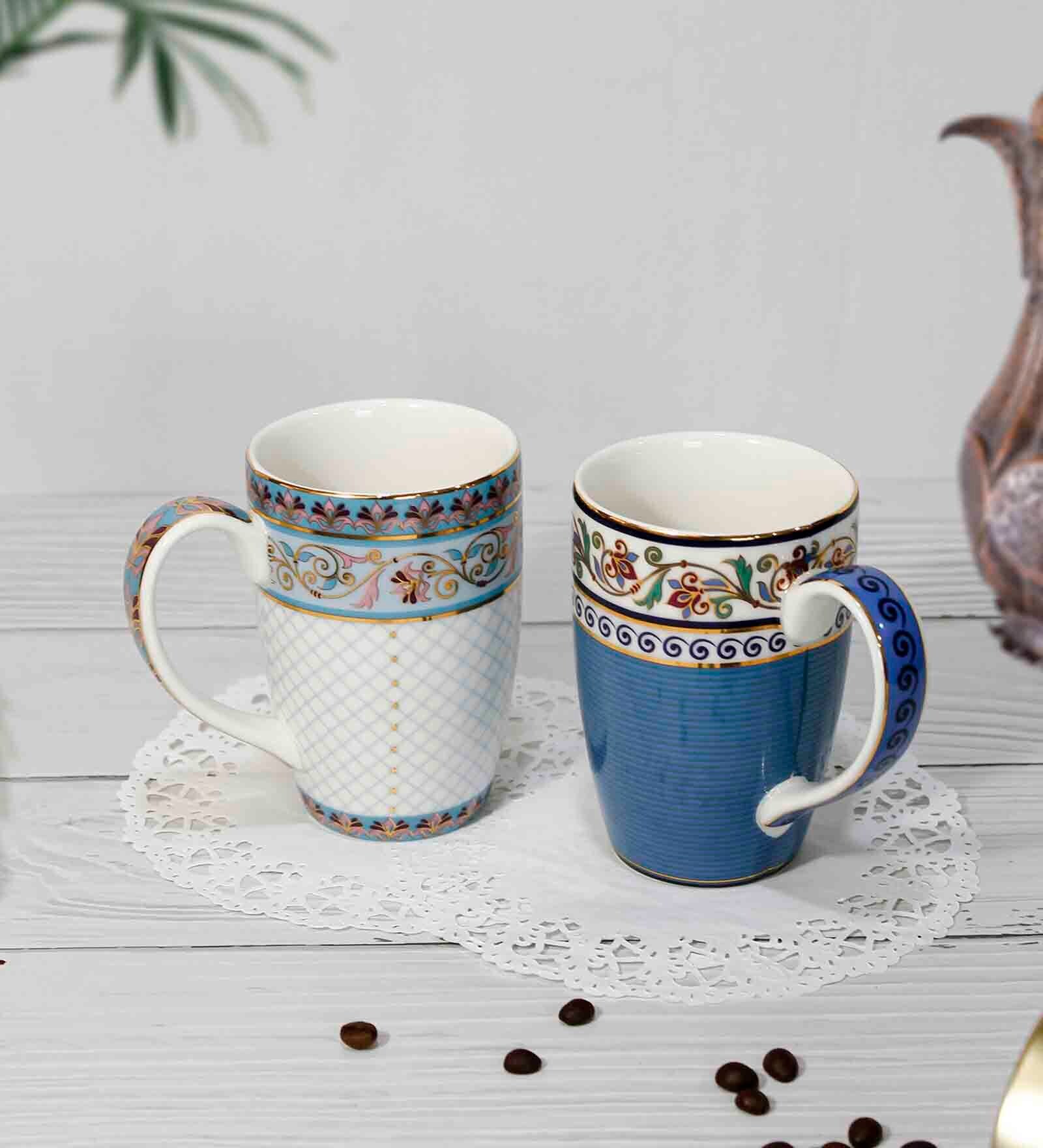 Buy Magnus 270 ml Multicolour Porcelain Coffee Mug (Set of 2) by Vola ...