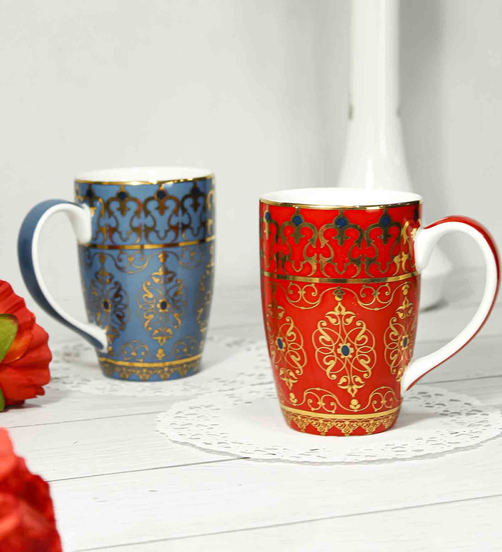 Buy Magnus 270 ml Multicolour Porcelain Coffee Mug (Set of 2) by Vola ...
