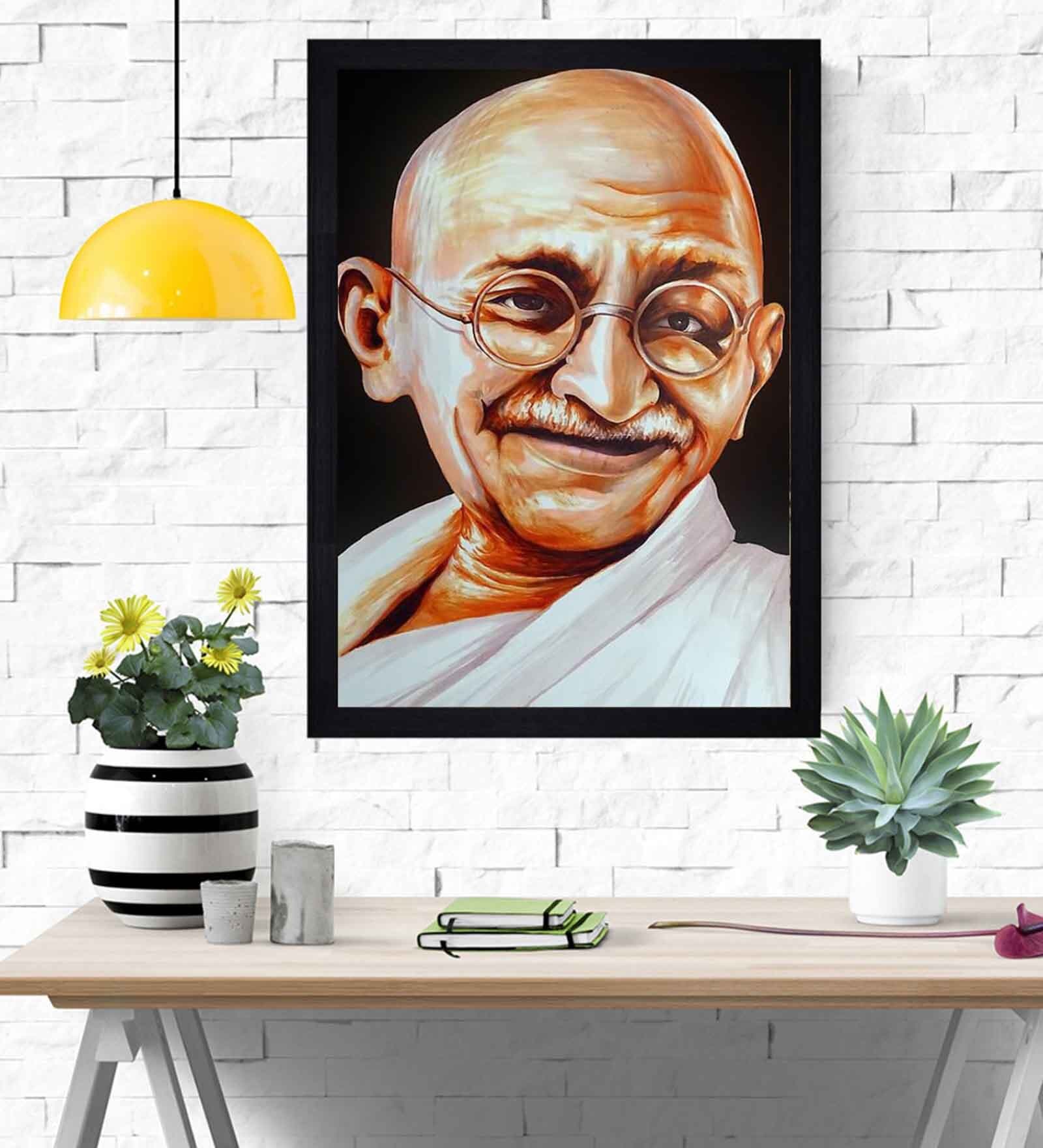 Buy Mahatma Gandhi Texture Paper Framed Art Print by Cheque Decor at 25 ...